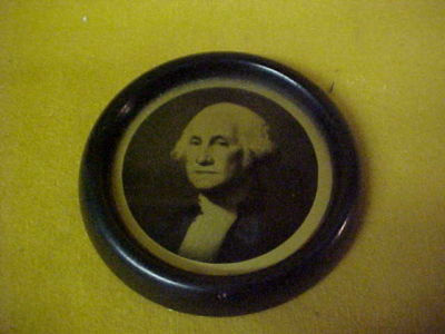 Miniture Round print of George Washington case is marked Richard Made ...