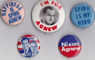Five Spiro Agnew, Nixon-Agnew Buttons, 1972 Campaign -- Antique Price ...
