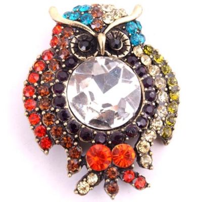 FASHION&COOL VINTAGE&ANTIQUE OWL SHAPE COLORFUL CRYSTAL BROOCH ...