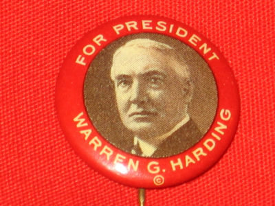 1920 Warren G. Harding Campaign Pin Pinback Button Badge -- Antique ...