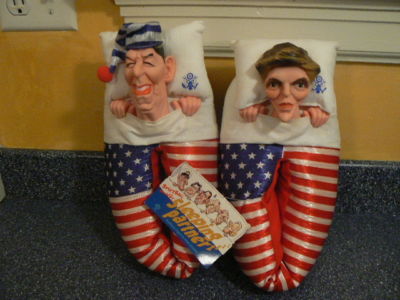 RONALD REAGAN & NANCY CHARACTOR SLIPPERS 1988 NEW -- Antique Price ...