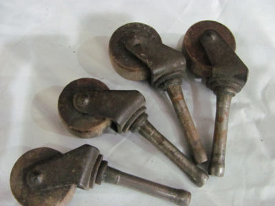 Antique Set of 4 Wood Wheel Casters / Vintage Wooden Furniture Casters ...