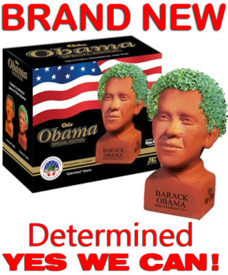 Chia Pet Barack Obama Determined Easy Grow YES WE CAN -- Antique Price ...