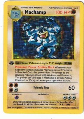 MACHAMP 8/102 SHADOWLESS FIRST EDITION HOLO FOIL RARE POKEMON CARD ...