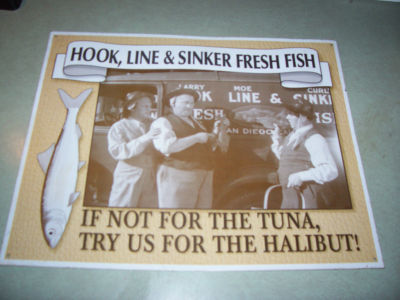 3 STOOGES HOOK LINE & SINKER FRESH FISH SIGN -- Antique Price Guide ...
