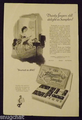 1925 Ad WHITMAN'S SAMPLER 1800's Young Woman Doing Needlework C. F ...