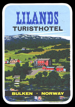 Lilands Hotel BULKEN Norway - vintage luggage label -- Antique Price ...