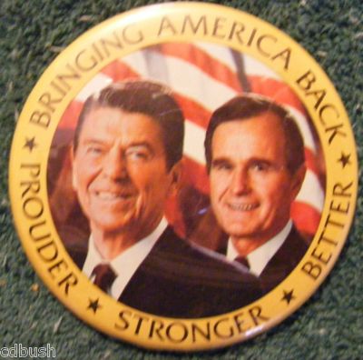 Large 1984 Reagan - Bush Presidential Jugate Campaign 3 1/2 Button ...