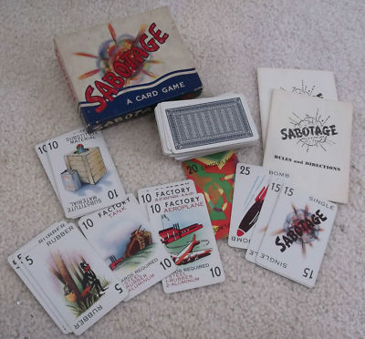 Sabotage 1943 WWII Card Game Anderson& Son Games of Fame Alter Art ...