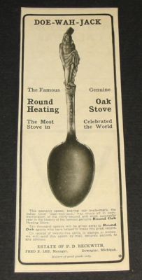 Vintage 1903 DOE-WAH-JACK Round Oak Heating Stove Amer. Indian SOUVENIR ...