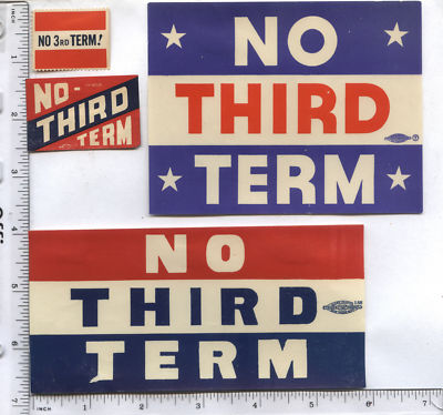 FDR 1940 Election WILLKIE vs ROOSEVELT NO THIRD TERM Stickers Poster ...