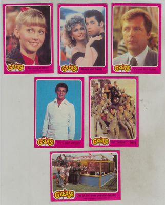 6 Grease Cards, 1978 Topps, Olivia Newton-John, John Travolta, Frankie ...