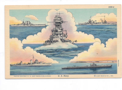 Vintage US NAVY Post Card 5 Ships Pictured ** -- Antique Price Guide ...