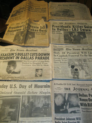 lot of 8 JFK assassination newspapers november 22-25 1963 detroit fort ...