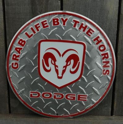 METAL DIAMOND PLATE DODGE RAM LOGO TIN SIGN SIGNS -- Antique Price ...