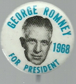 GEORGE ROMNEY FOR PRESIDENT 1968 POLITICAL CAMPAIGN PIN -- Antique ...