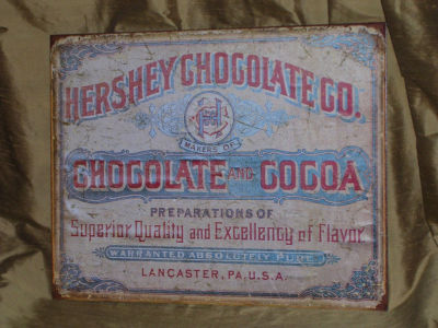 VINTAGE ANTIQUE 1960's PRIMITIVE HERSHEY CHOCOLATE COMPANY METAL/TIN ...