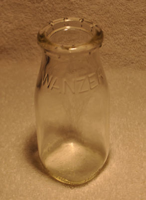 Vintage Wanzer Dairy Chicago Glass Half Pint Milk Bottle -- Antique ...