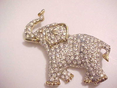 Vintage "Republican" Crystal/Rhinestone Encrusted Elephant Brooch"Good ...