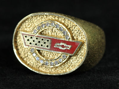vintage mens Chevrolet service signet ring gold colored metal size 9.5 ...