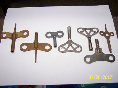 ANTIQUE CLOCK WIND UP KEYS LOT OF 7 FOR 8 AND 31 DAY CLOCKS -- Antique ...