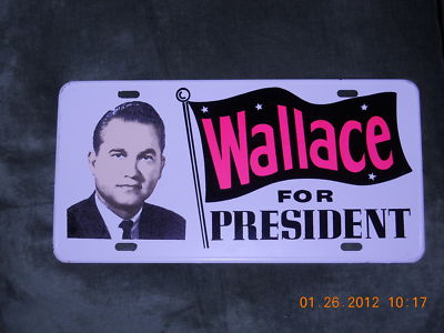 ORIGINAL "WALLACE FOR PRESIDENT" 1964 campaign metal car tag ad - MINT ...