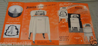 1949 Announcment Zenith New Washing Machine Models Brochure Vintage ...