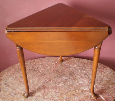 VINTAGE STATTON TRUTYPE CLOVERLEAF WOOD 3 LEGGED DROP LEAF CORNER END ...