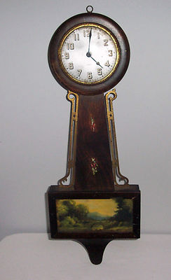 ANTIQUE GILBERT BANJO WALL CLOCK WIND UP RESTORATION 21-1/2 INCHES ...