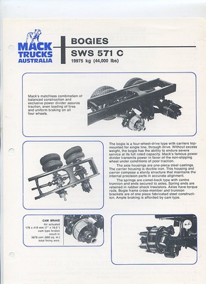 MACK 1970's SWS 571 C Rear Drive Bogie Sales Brochure -- Antique Price ...