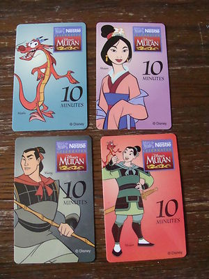 4 DISNEY **MULAN** Nestle Celebrates COLLECTABLE Phone Cards -- Antique ...