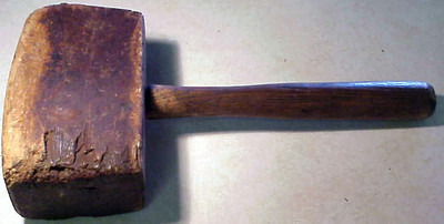 PRIMITIVE~UNIQUE ANTQUE~WOOD MALLET (MADE FROM IRON WOOD) FARM TOOL ...