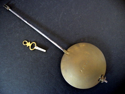 Antique German Clock Pendulum And Small Winding Key -- Antique Price ...