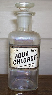 AQUA CHLOROF. Bottle Aqua Chloroform Bottle Label Under Glass LUG ...
