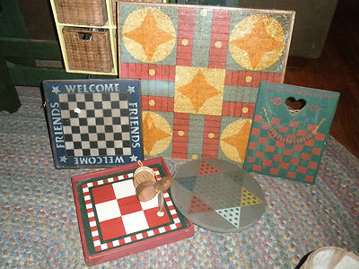 Lot of 5 Prim Style ANTIQUE ~DISTRESSED CHECKER GAME BOARDS~HANDPAINTED ...