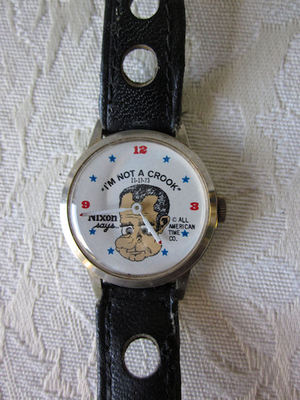 Vintage RICHARD NIXON "IM NOT A CROOK" MECHANICAL WRIST WATCH "WORKS ...
