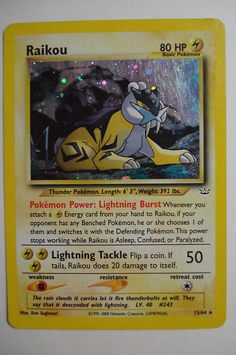 POKEMON CARD RAIKOU 13/64 Neo Revelation Holo Rare Foil -- Antique Price Guide Details Page