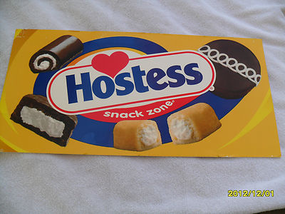 HOSTESS SNACK ZONE 12X24 STORE SIGN PLASTIC AMERICAN ICON MINOR DEFECT ...