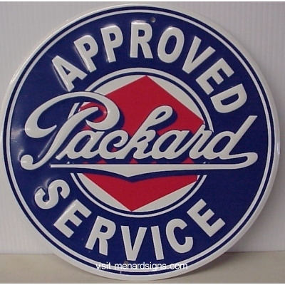 PACKARD LOGO Approved Service ROUND Sign Embossed -- Antique Price ...