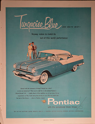 1955 Pontiac Original Vintage Magazine Advertisement in COLOR ...