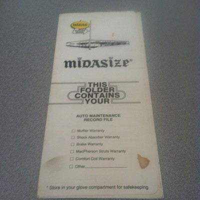 Vintage Midas Muffler Brochure And Send Help Sign -Glove Box Record ...