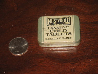 Musterole Laxative Cold Tablets Tin -- Antique Price Guide Details Page