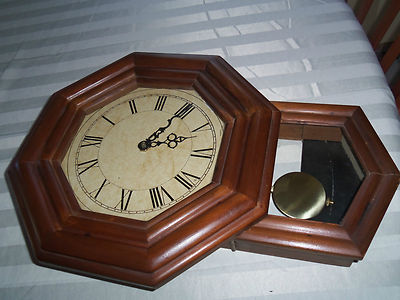 Old School House Regulator Wall Clock -- Antique Price Guide Details Page
