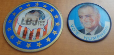 TWO VINTAGE 1964 DEMOCRATIC LBJ POLITICAL PINS -- Antique Price Guide ...
