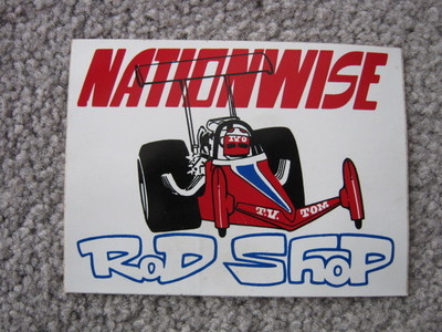 Vintage 1970's Nationwise auto parts Rod Shop sticker, TV Tommy Ivo ...