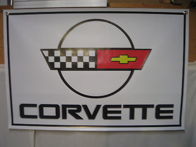 CHEVROLET CORVETTE C4 Banner Sign Chevy Race Fan GM Garage Mechanic ...