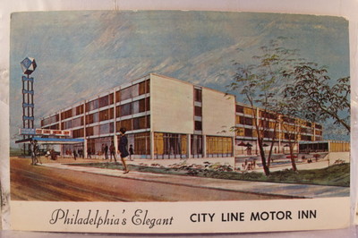 Philadelphia Pennsylvania PA City Line Motor Inn Postcard Old Vintage ...