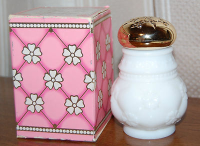 VINTAGE FULL AVON White Milk Glass Moonwind Powder Sachet Jar - w/box ...