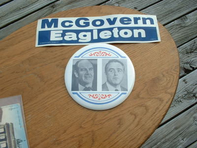 Vintage 1972 McGovern Eagleton Photo Campaign Button & Bumper Sticker ...