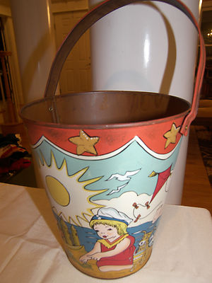 Beach Decorations - Vintage Beach Sand Pail Bucket -- Antique Price ...